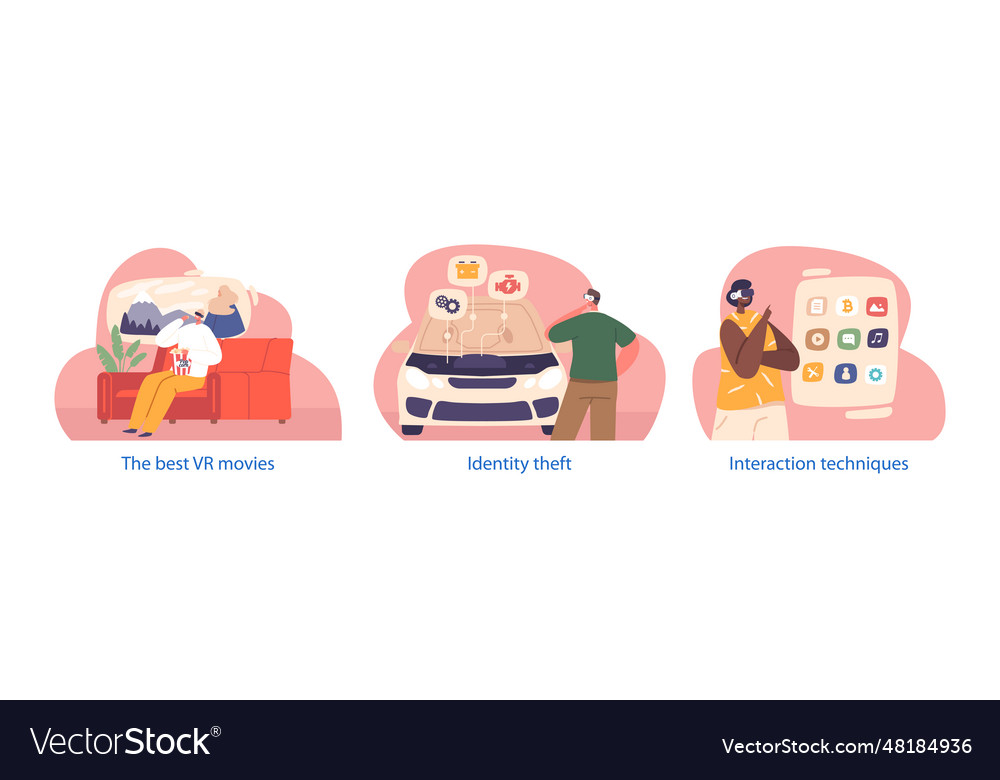 Isolated elements with characters interact Vector Image