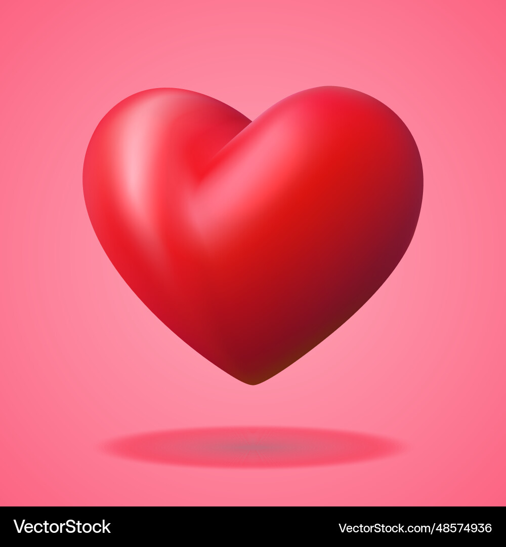 Realistic 3d red heart design icon love symbol Vector Image