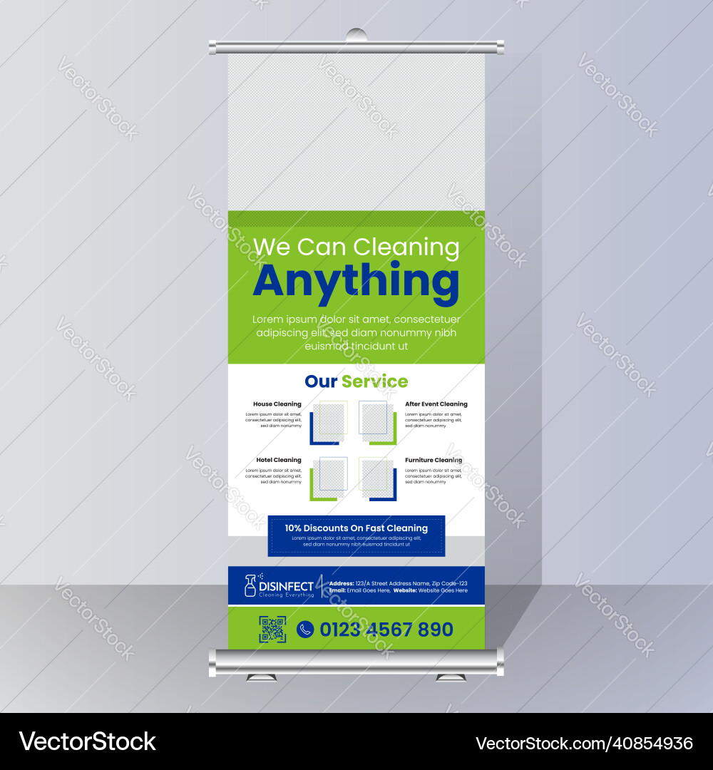 Roll up banner design for cleaning service agency Vector Image