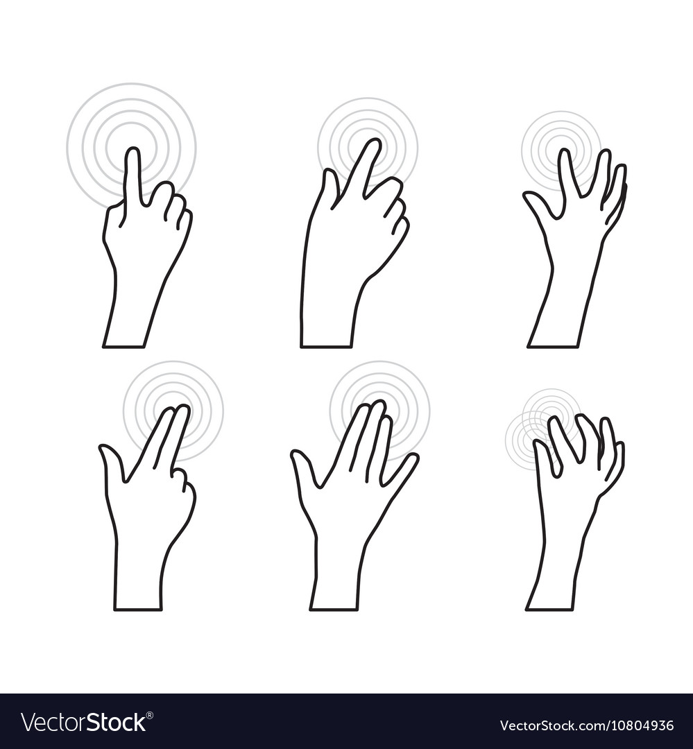 Set hands user touch screen Royalty Free Vector Image
