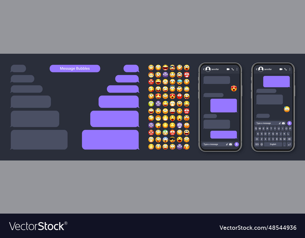 Smartphone messaging app user interface with Vector Image