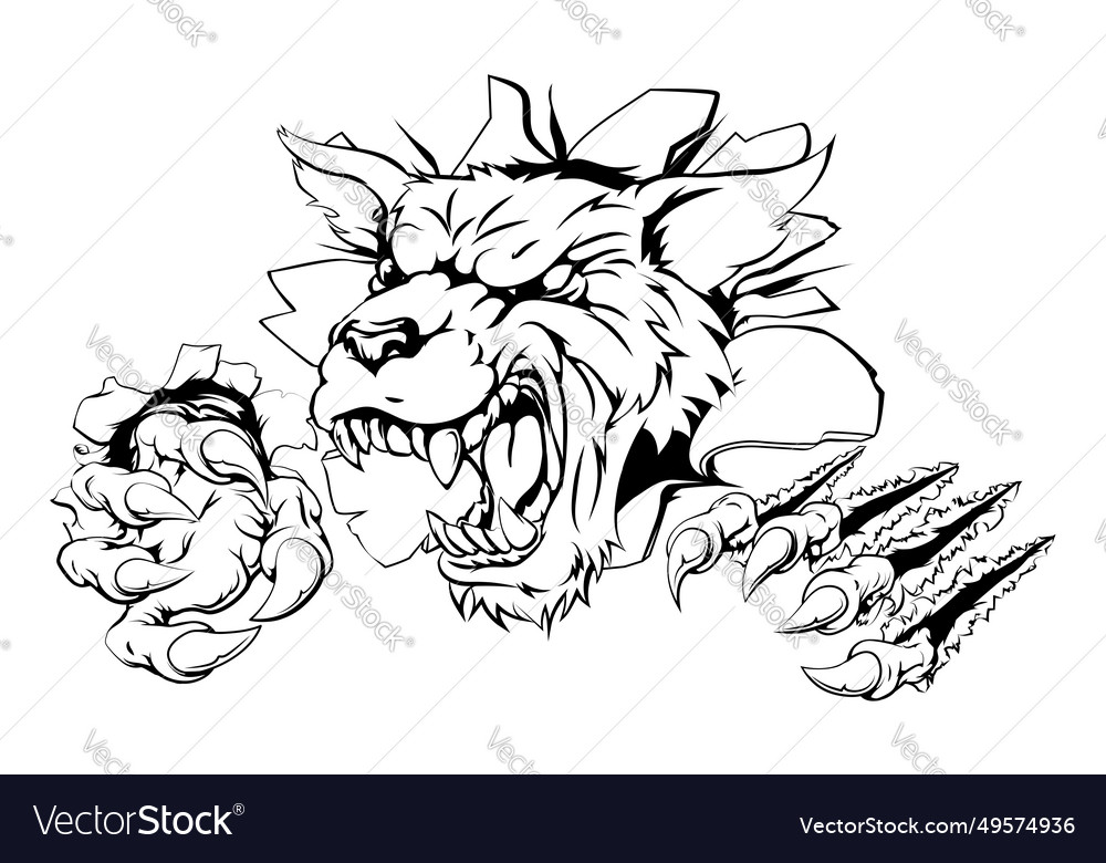 Wolf ripping through wall Royalty Free Vector Image
