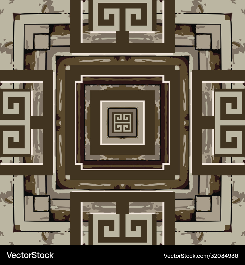 Wood textured ornamental greek seamless pattern Vector Image