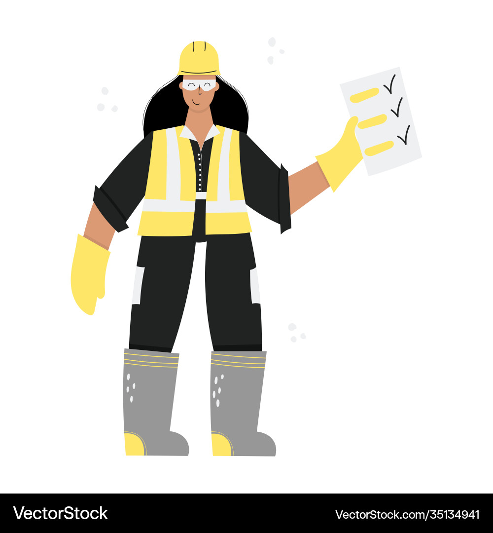 Black woman worker inspector with safety check Vector Image