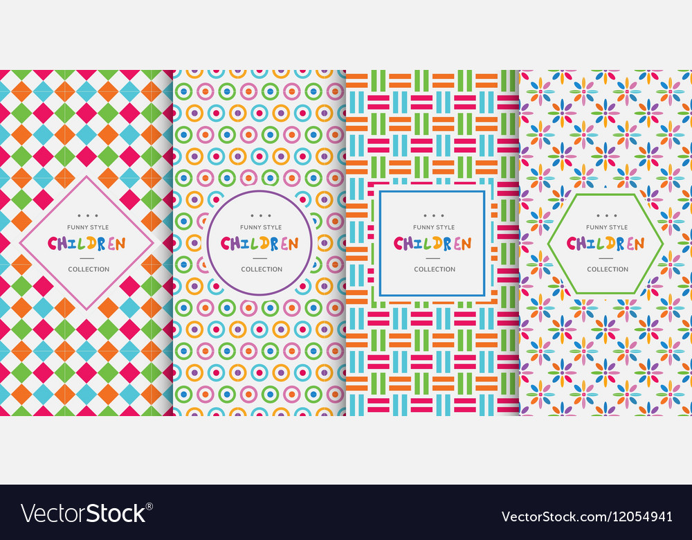 Bright colorful seamless patterns for baby style Vector Image