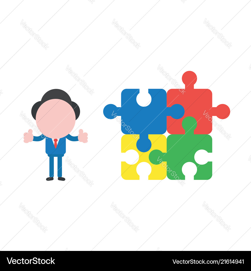 Businessman character giving thumbs up Royalty Free Vector
