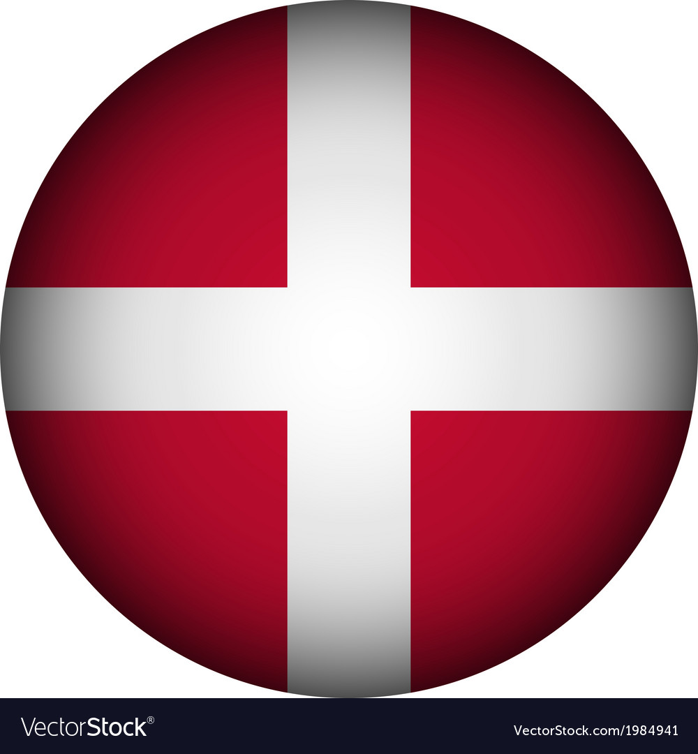 Denmark flag button Royalty Free Vector Image - VectorStock