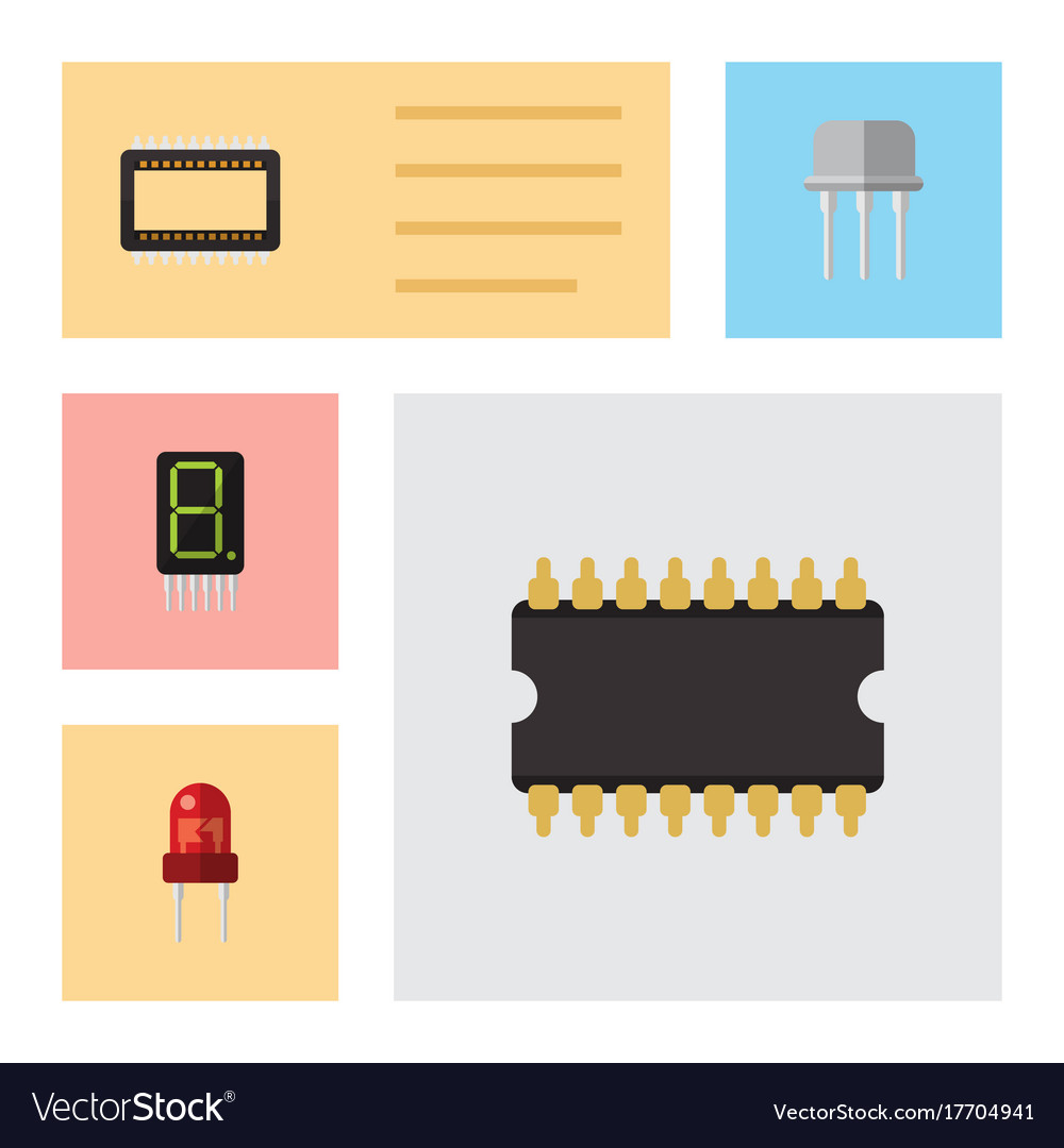 Flat icon device set of calculate mainframe Vector Image