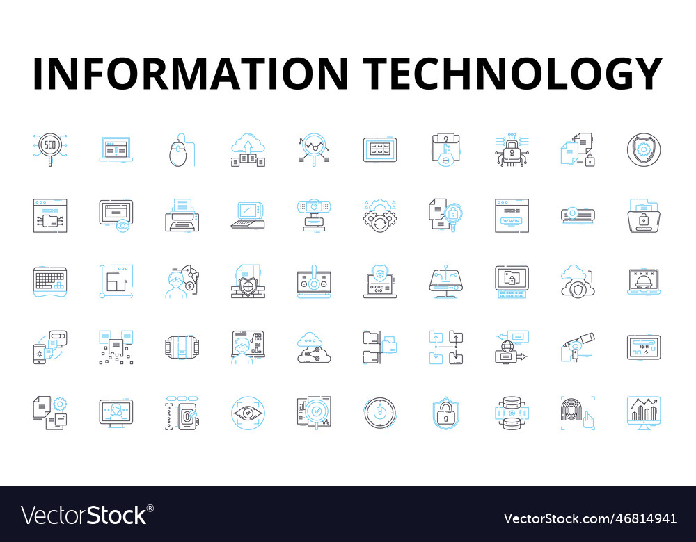 Information technology linear icons set digital Vector Image
