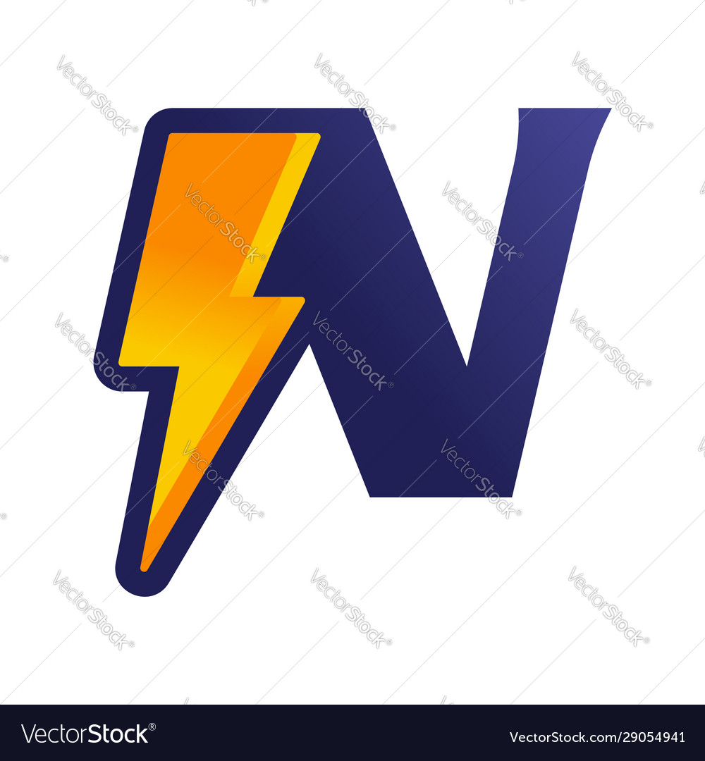 Initial lighting n logo Royalty Free Vector Image