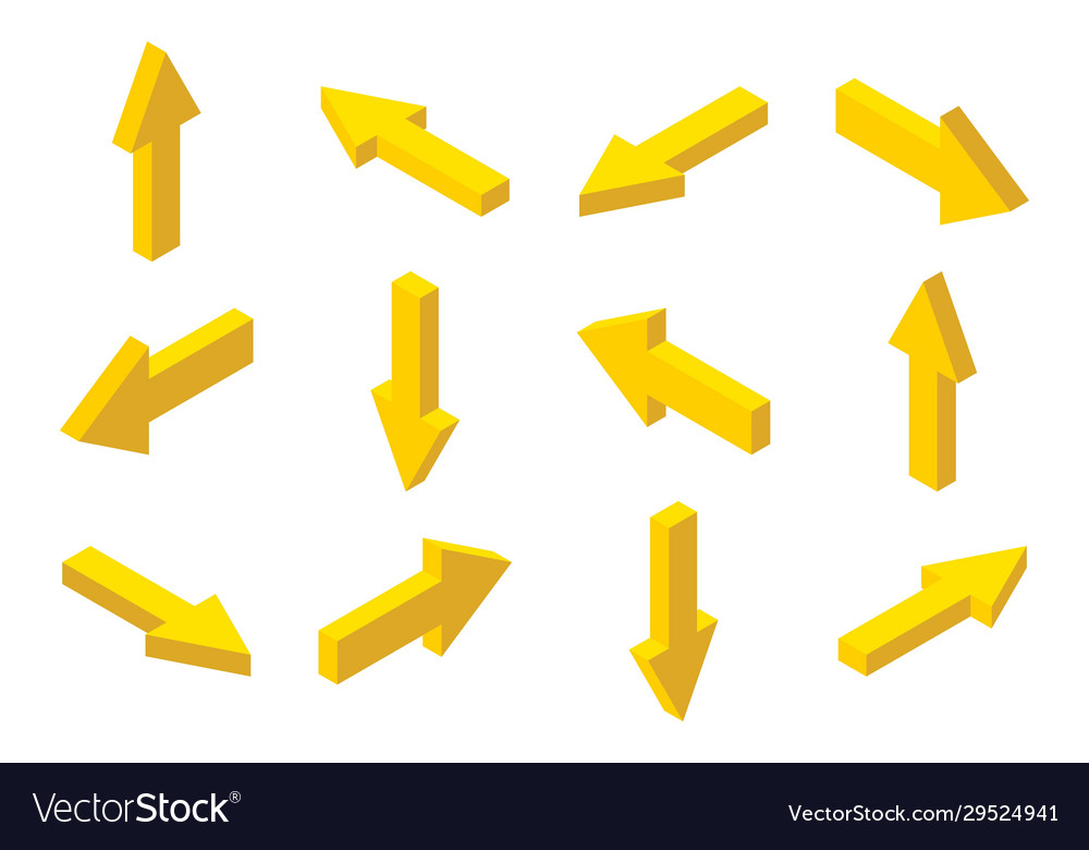 Isometric arrows set isolated Royalty Free Vector Image