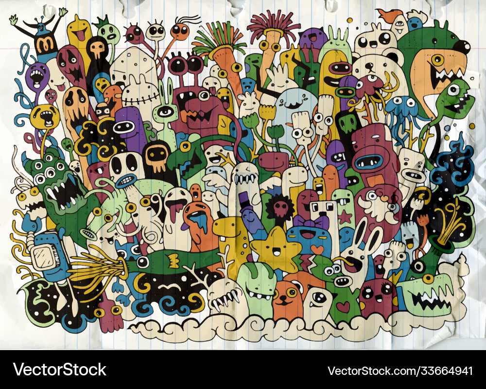 Monsters and cute alien friendly cool Royalty Free Vector