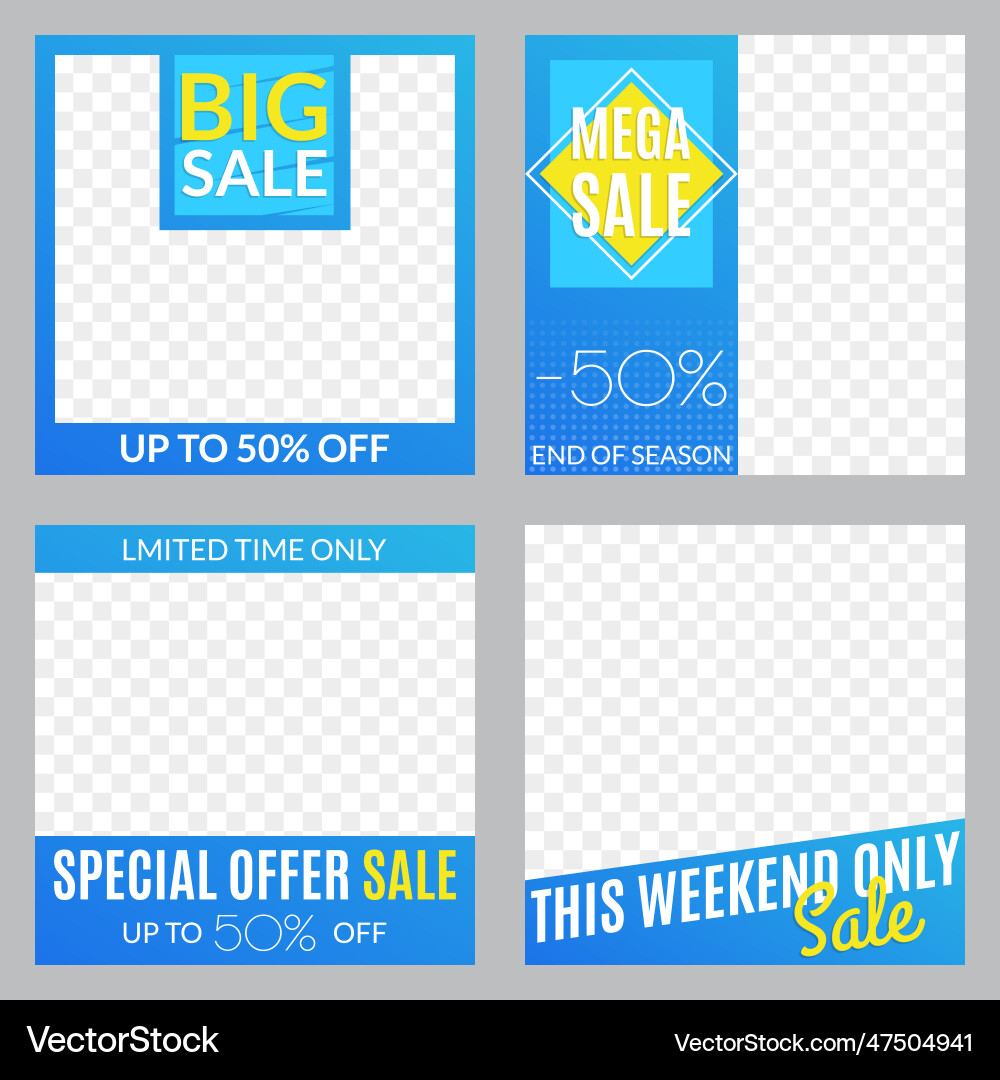 Sale banner set social media post or web ads Vector Image