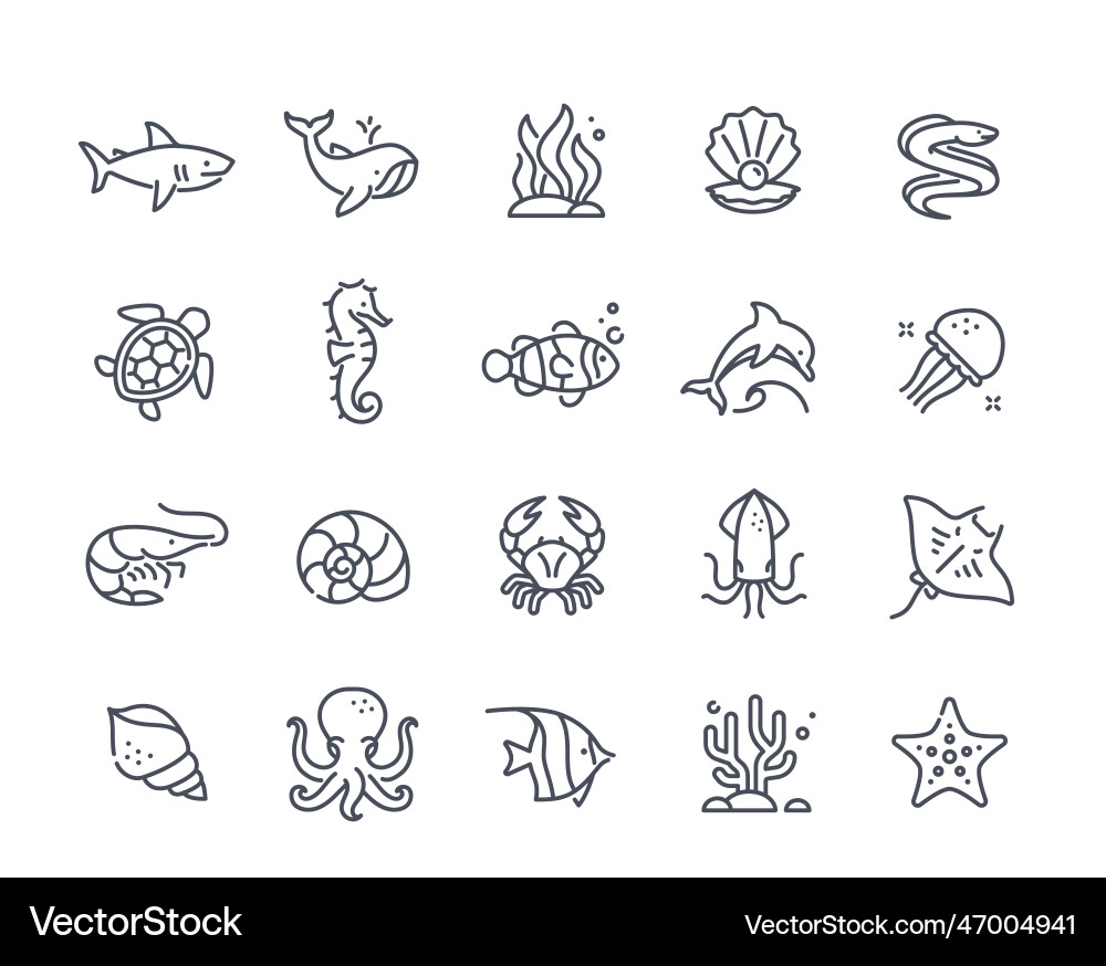 Sea inhabitants icons Royalty Free Vector Image