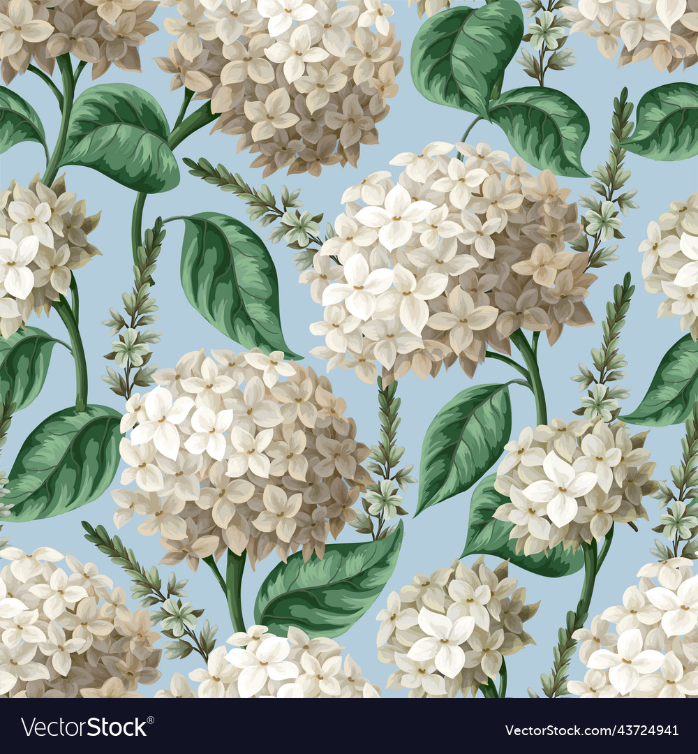 Seamless botanical pattern with hydrangeas Vector Image