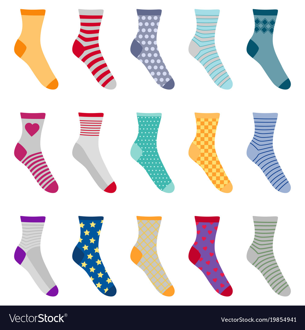 Set colorful socks with different patterns Vector Image