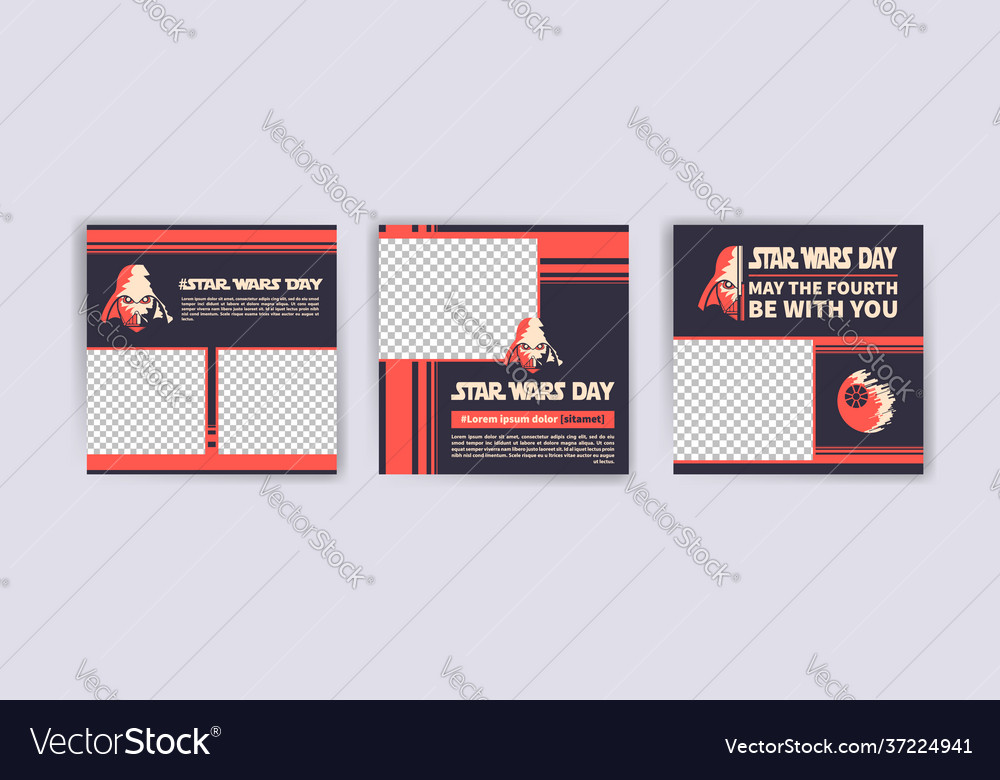Star wars day social media templates for Vector Image