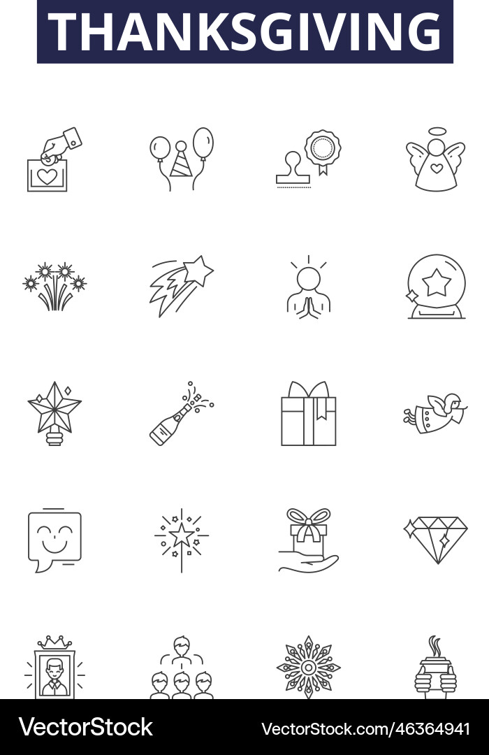 Thanksgiving line icons and signs stuffing Vector Image
