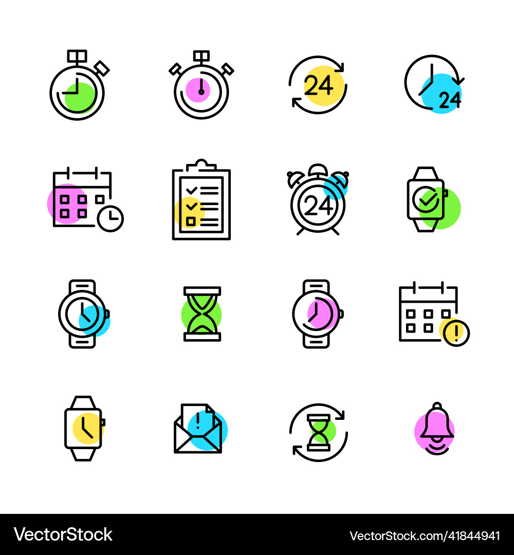 Time and date line icons calendar planner Vector Image
