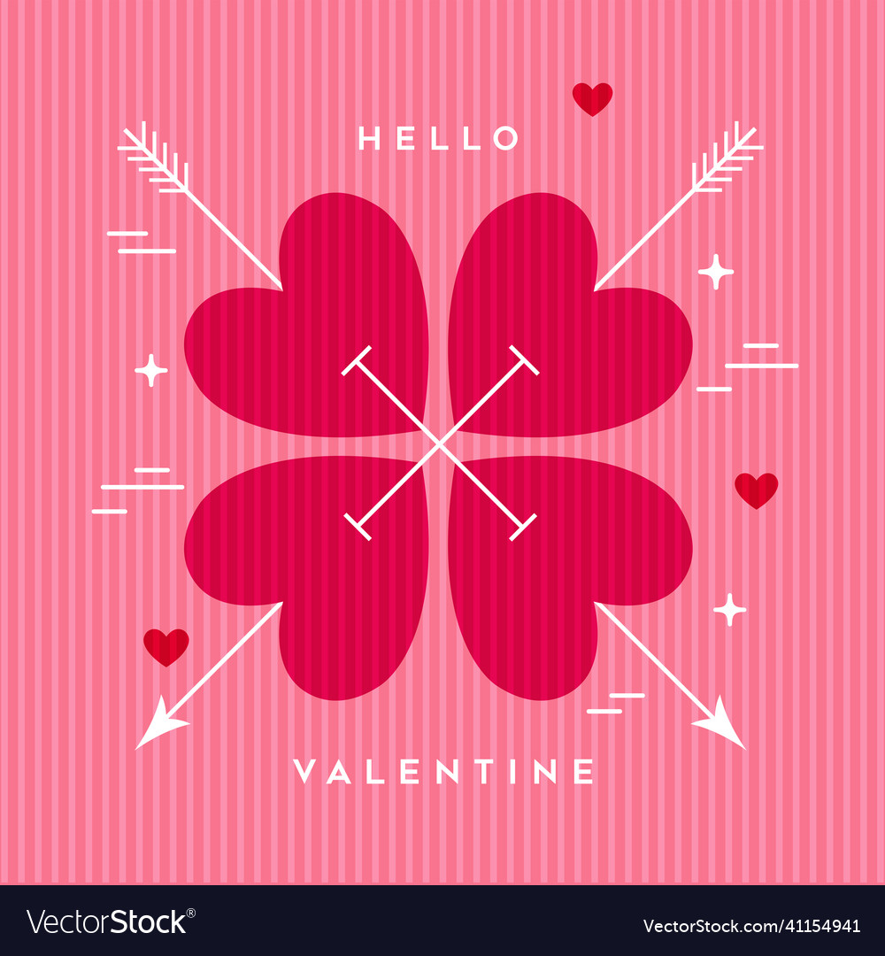 Valentines day geometric hearts with arrows Vector Image