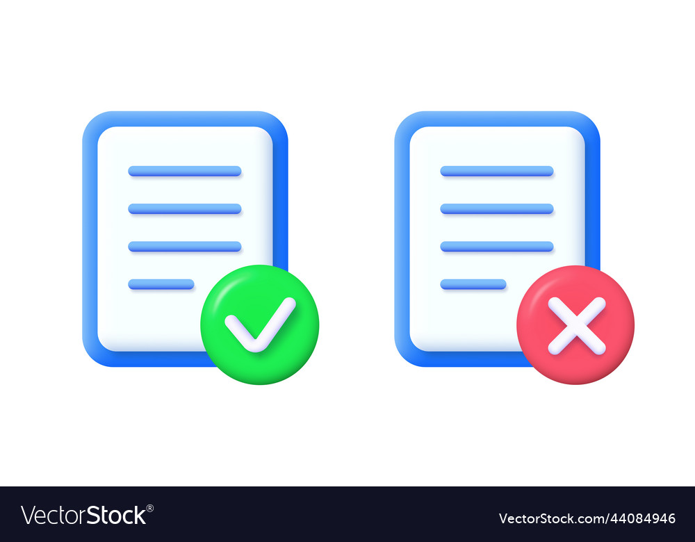 3d document icon with right and wrong button Vector Image