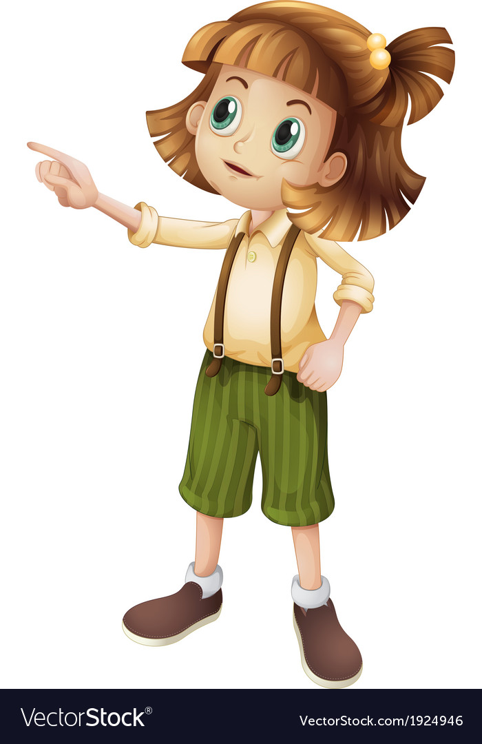 A young girl pointing Royalty Free Vector Image