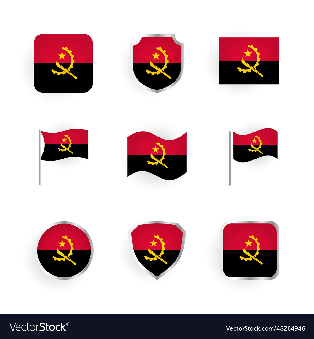 Angola flag icons set Royalty Free Vector Image
