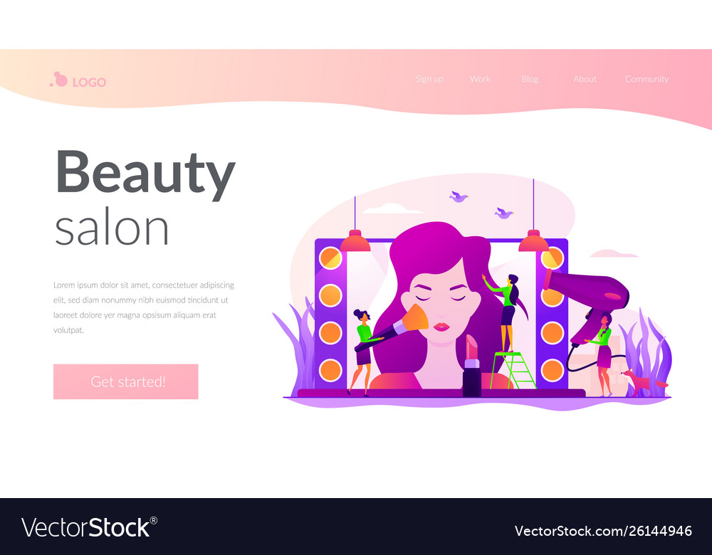 Beauty salon landing page template Royalty Free Vector Image