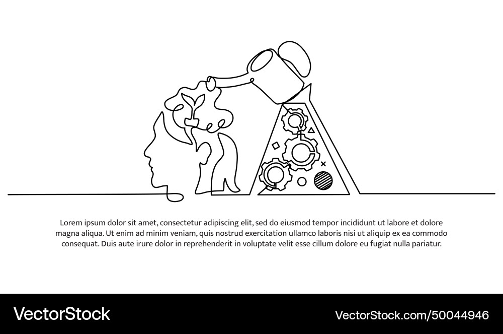 Continuous line design of thinking process Vector Image