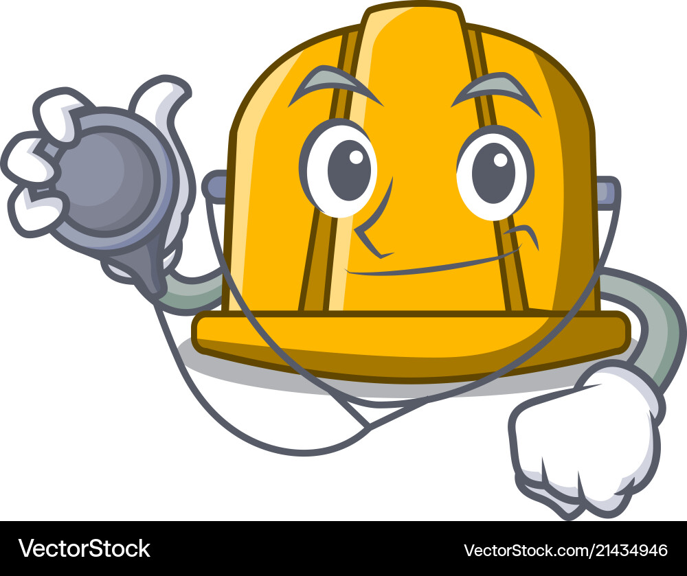 Doctor construction helmet character cartoon Vector Image