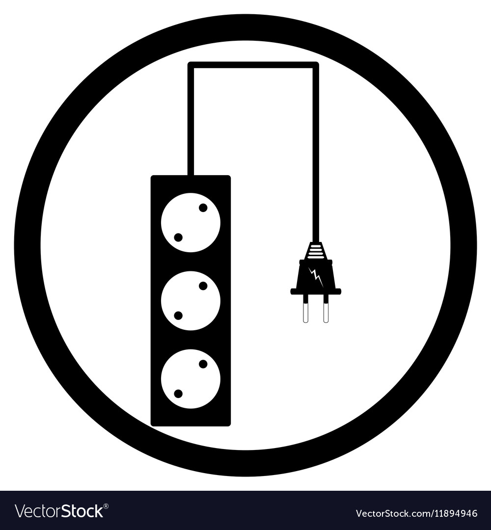 Electrical socket sign black Royalty Free Vector Image
