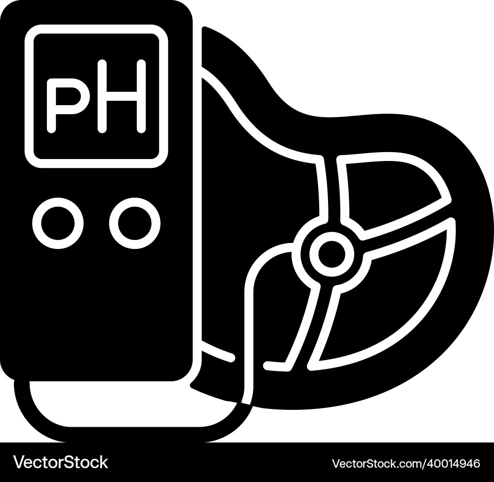 Food ph measurement black glyph icon Royalty Free Vector