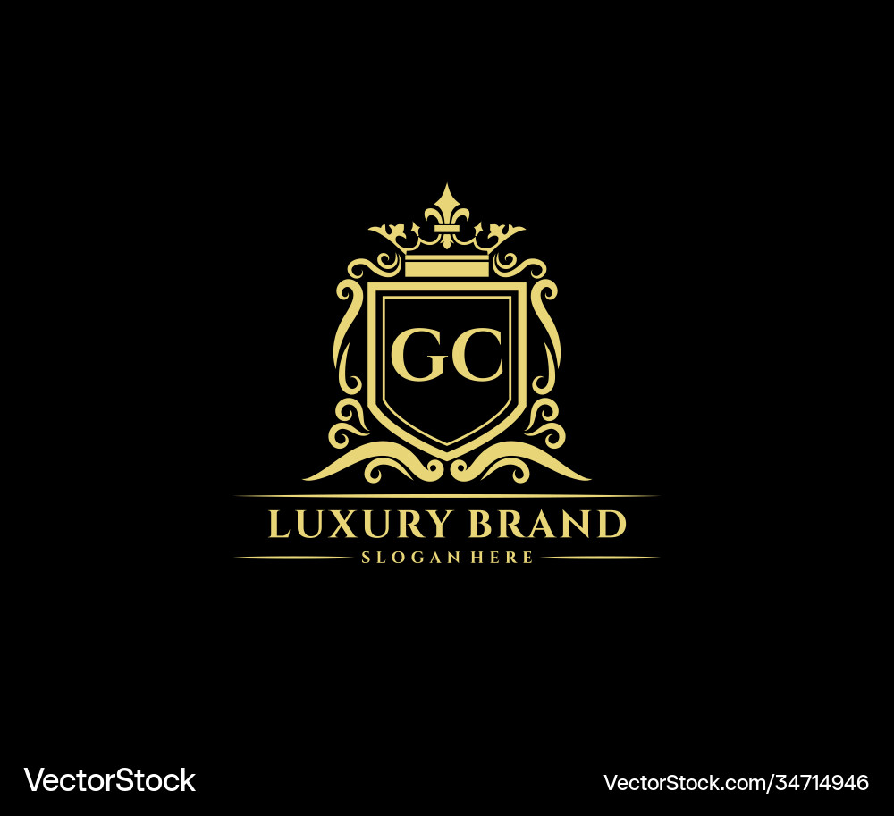 Gc initial letter gold calligraphic feminine Vector Image