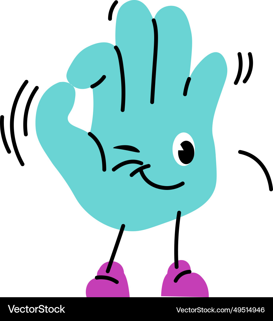 Hand cartoon character showing okay gesture Vector Image