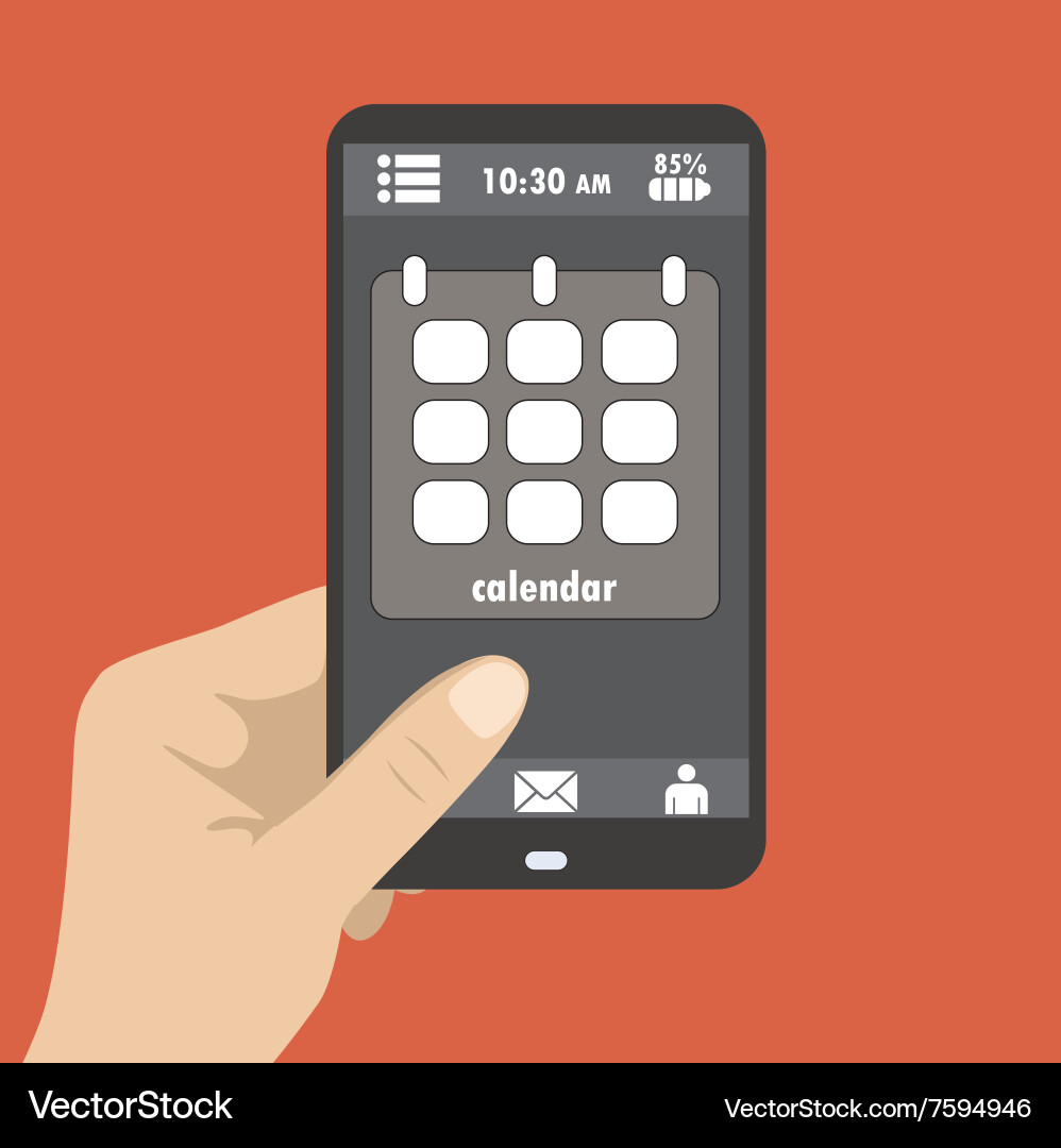 Hand holding smart phone the screen icon calendar Vector Image