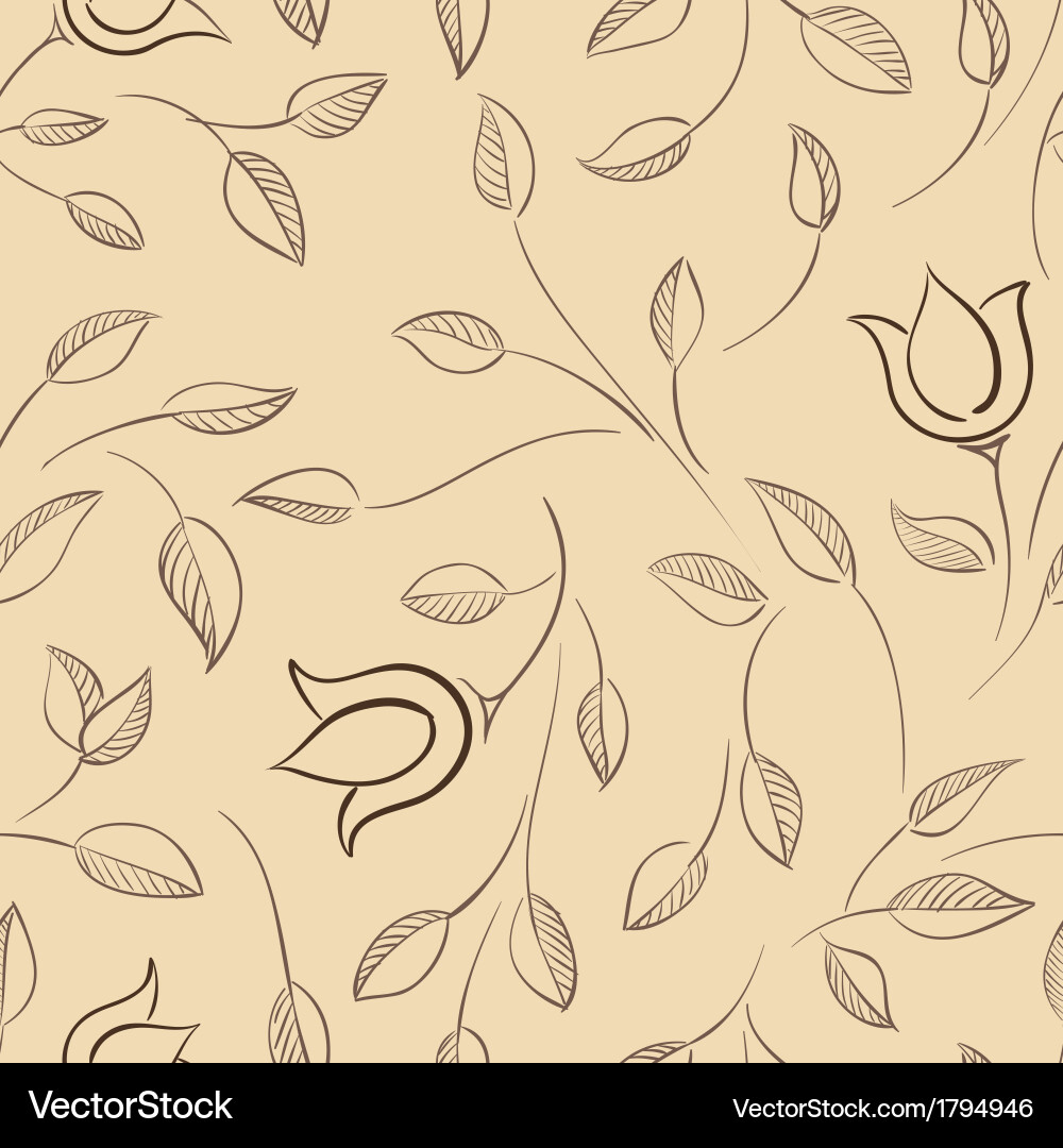 Leaves and flowers seamless pattern Nature floral Vector Image