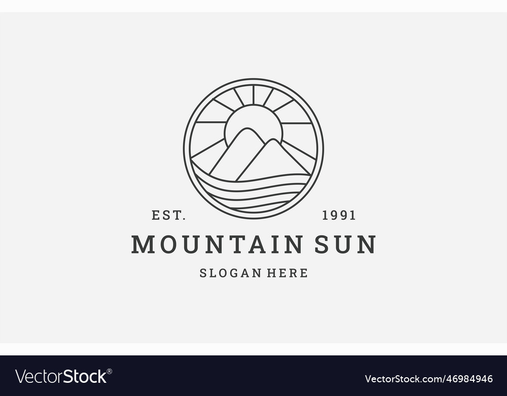 Mountain sun Royalty Free Vector Image - VectorStock