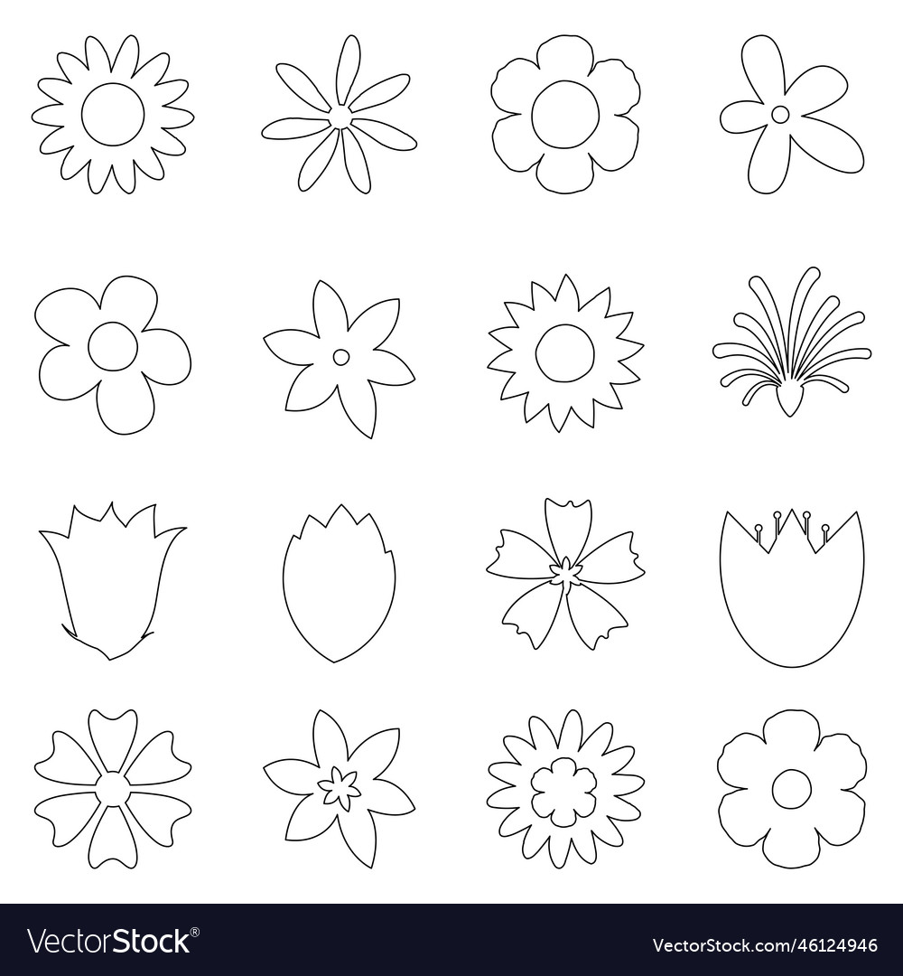 Outline flower collection spring art prints Vector Image