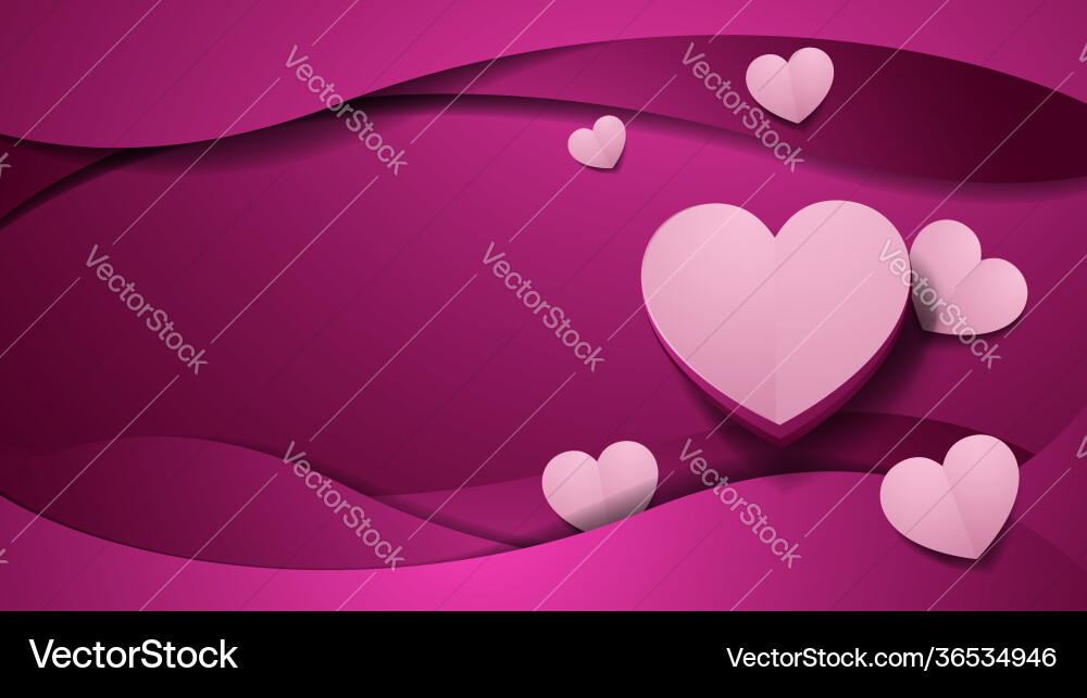 Paper art love pink background template Royalty Free Vector