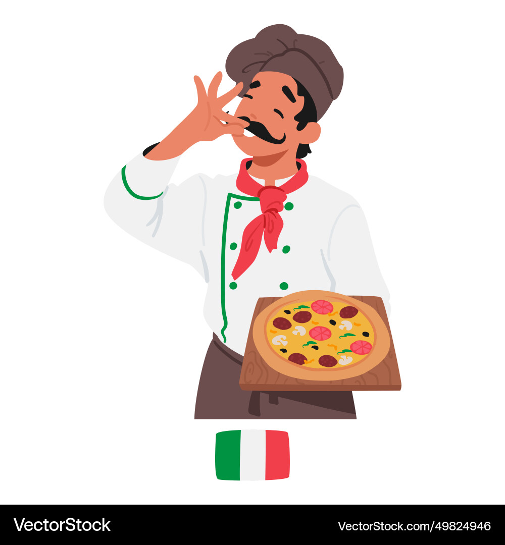 Passionate italian chef in classic white uniform Vector Image