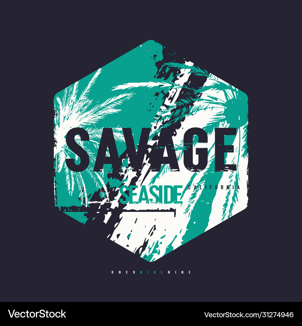 Savage seaside graphic t-shirt design Royalty Free Vector