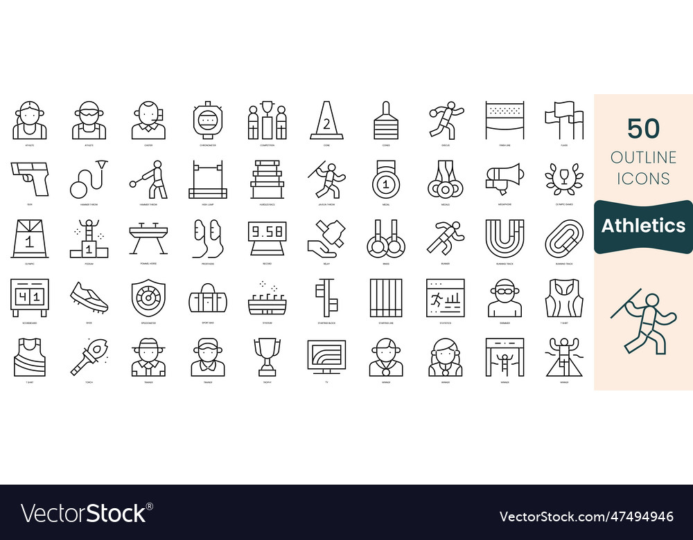 Set of athletics icons thin linear style icons Vector Image