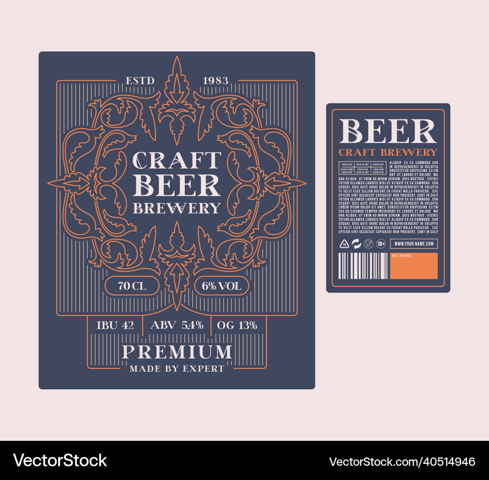 Template decorative label for craft beer Vector Image