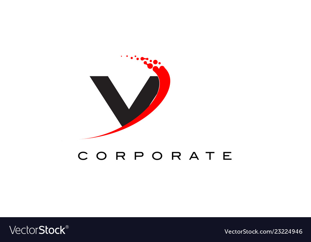 V modern letter logo design with swoosh Royalty Free Vector