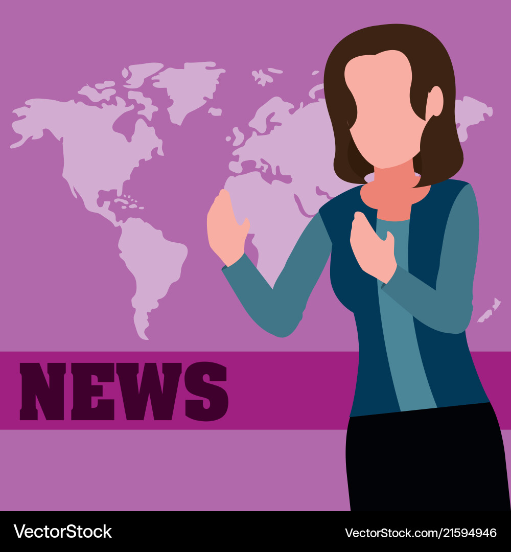 Woman journalist cartoon Royalty Free Vector Image