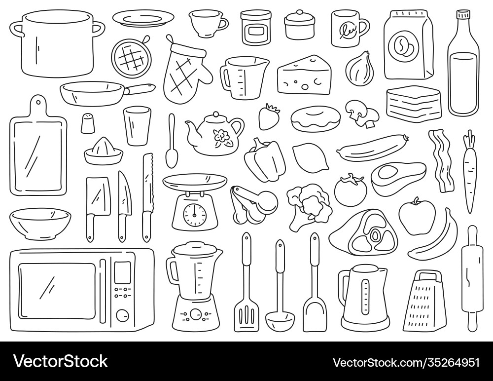 Cooking tools and ingredients food prepare Vector Image