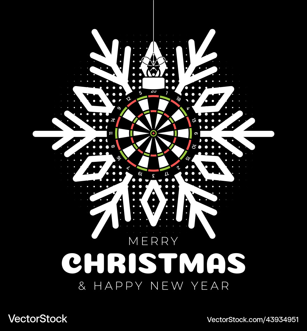 Dart christmas greeting card merry Royalty Free Vector Image