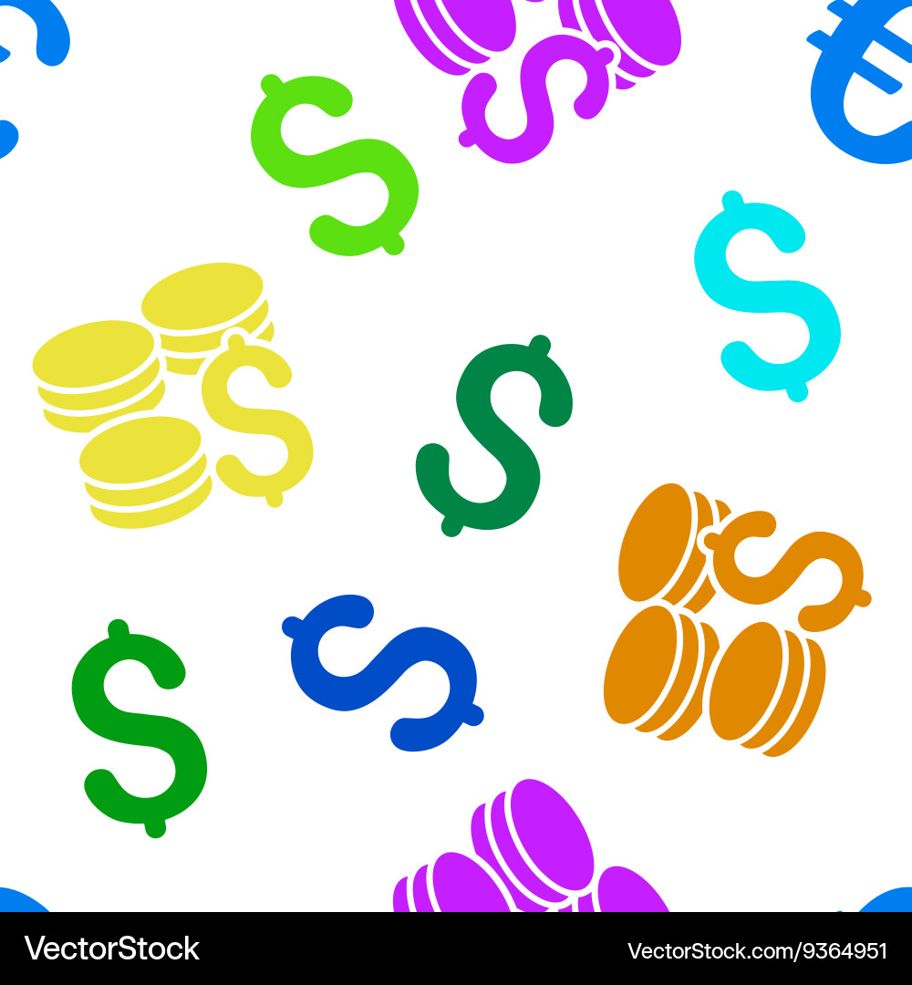 Dollar coins flat seamless pattern Royalty Free Vector Image