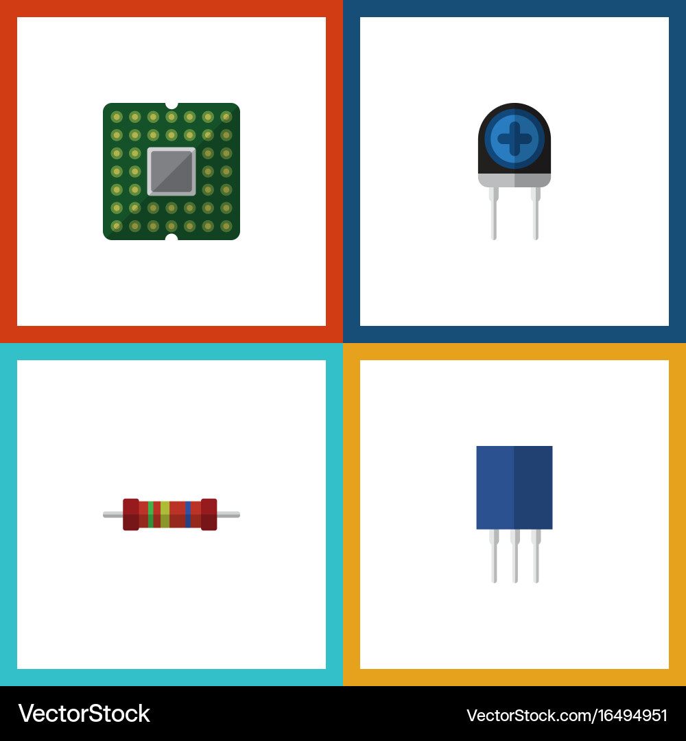 Flat icon device set of resistance transducer Vector Image