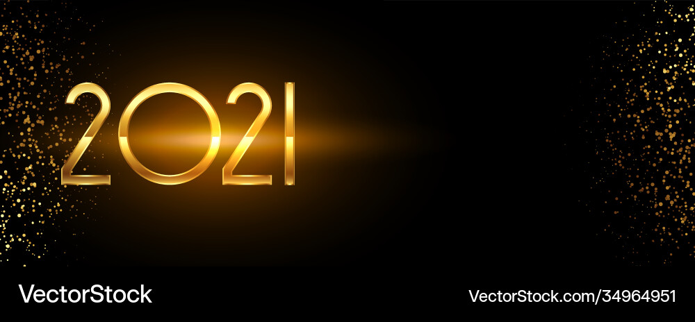 Glowing gold new year 2021 on black background Vector Image